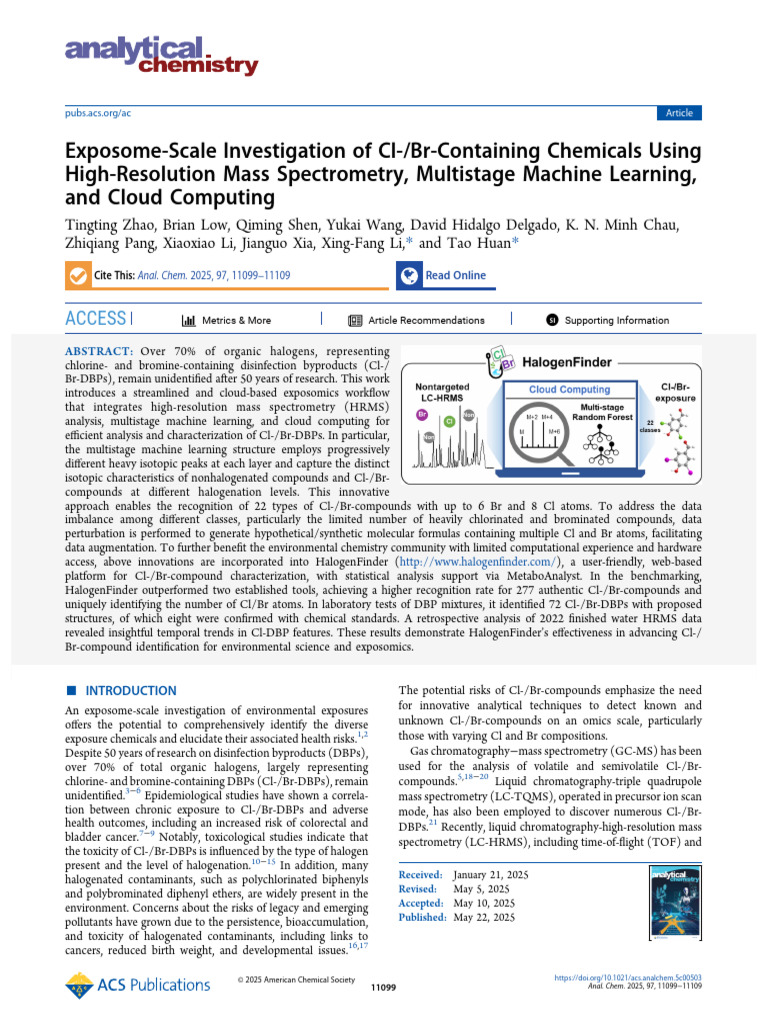 Exposome Analysis of Cl-/Br-DBPs Using AI | PDF | Mass Spectrometry ...