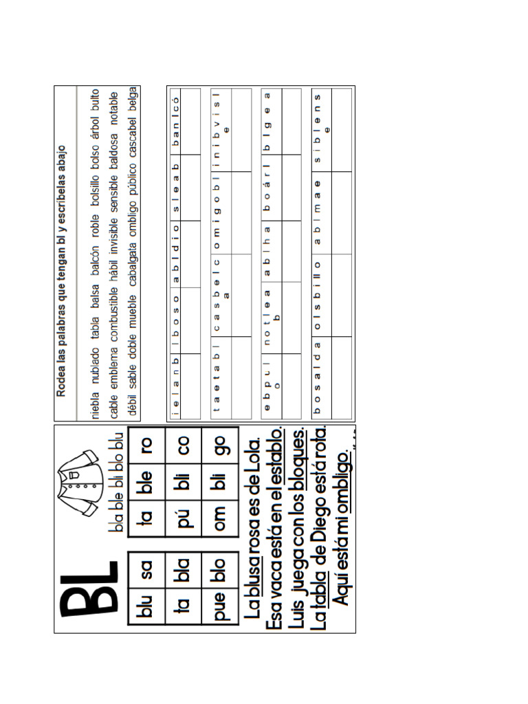 Silabas Trabadas Con L Varios Ejercicios | PDF