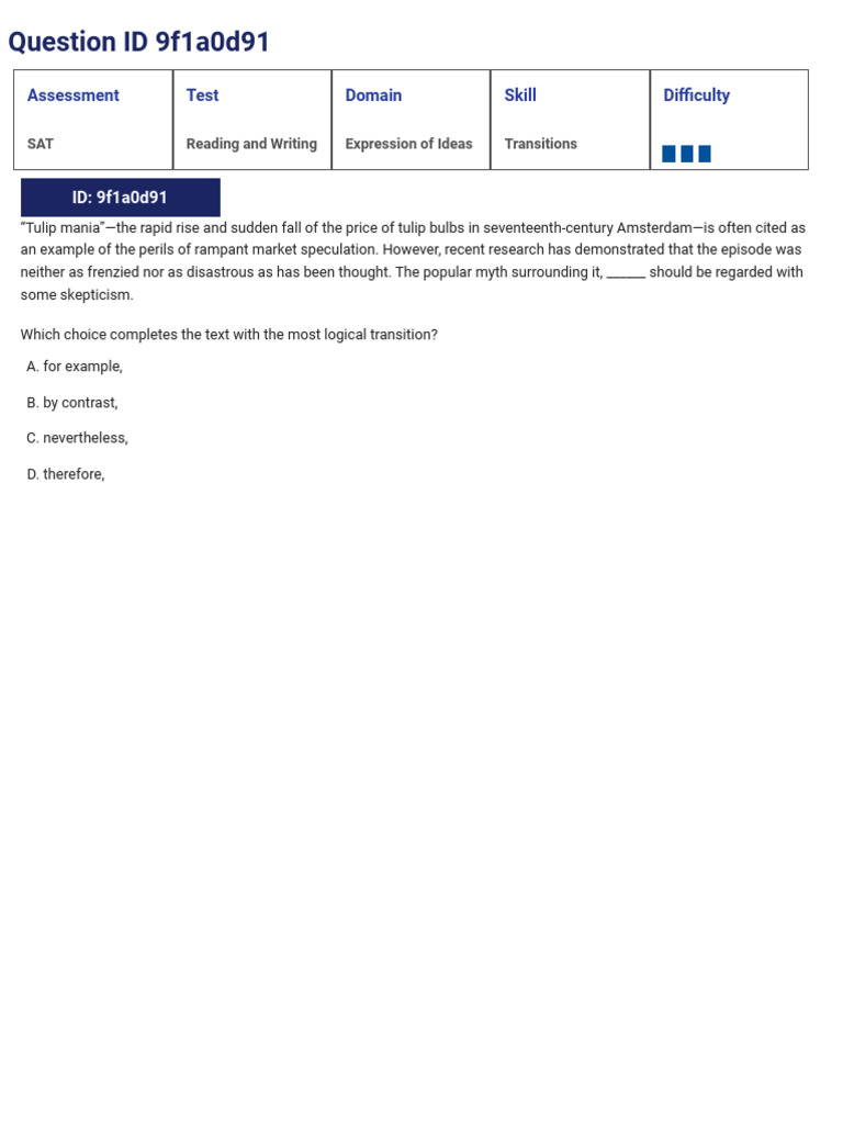 SAT Transition Questions Analysis | PDF | Sat
