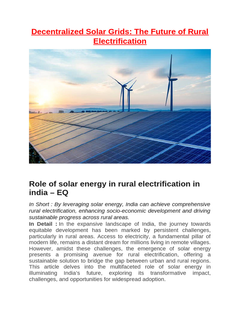 Decentralized Solar Grid | PDF | Renewable Energy | Infrastructure