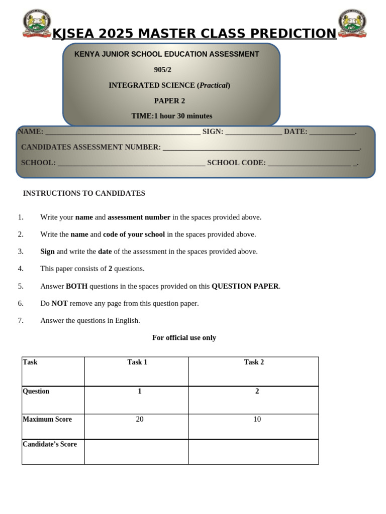 Grade 9 Integrated Science 905 PP2 | PDF | Microscope | Solubility
