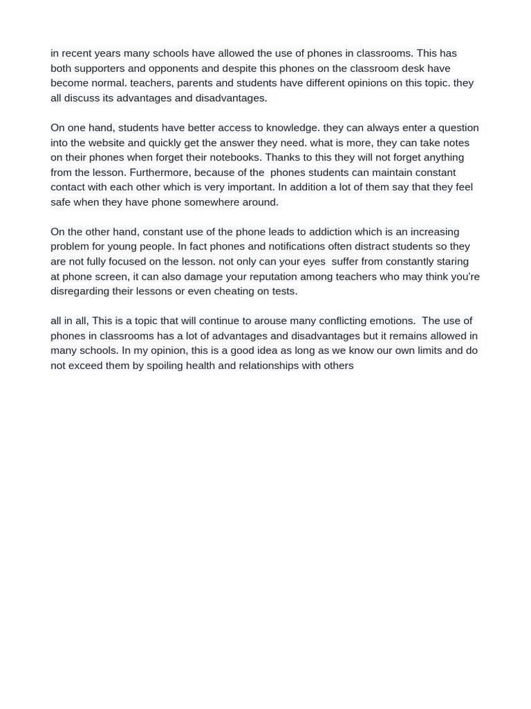 Essay, Using Phones in The Classroom | PDF