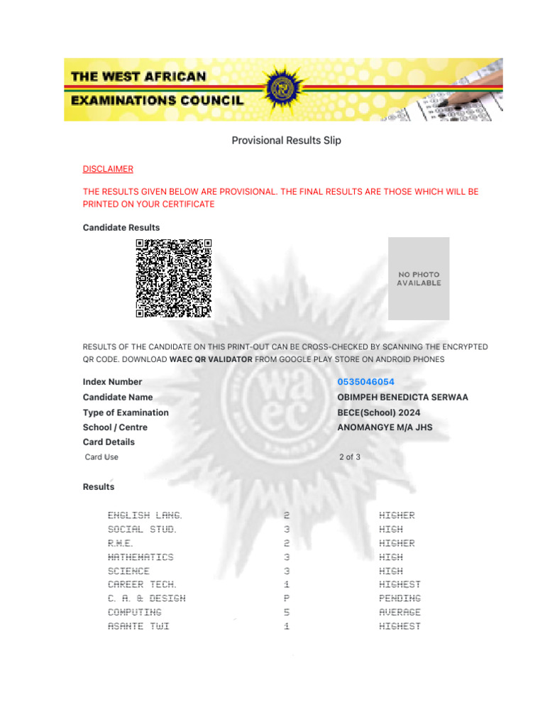 WAEC Candidate EResults | PDF