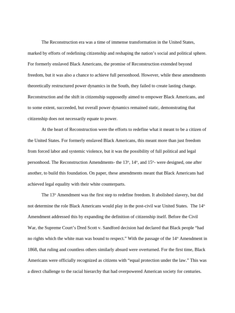 Citizenship and Power During Reconstruction | PDF | Reconstruction Era ...