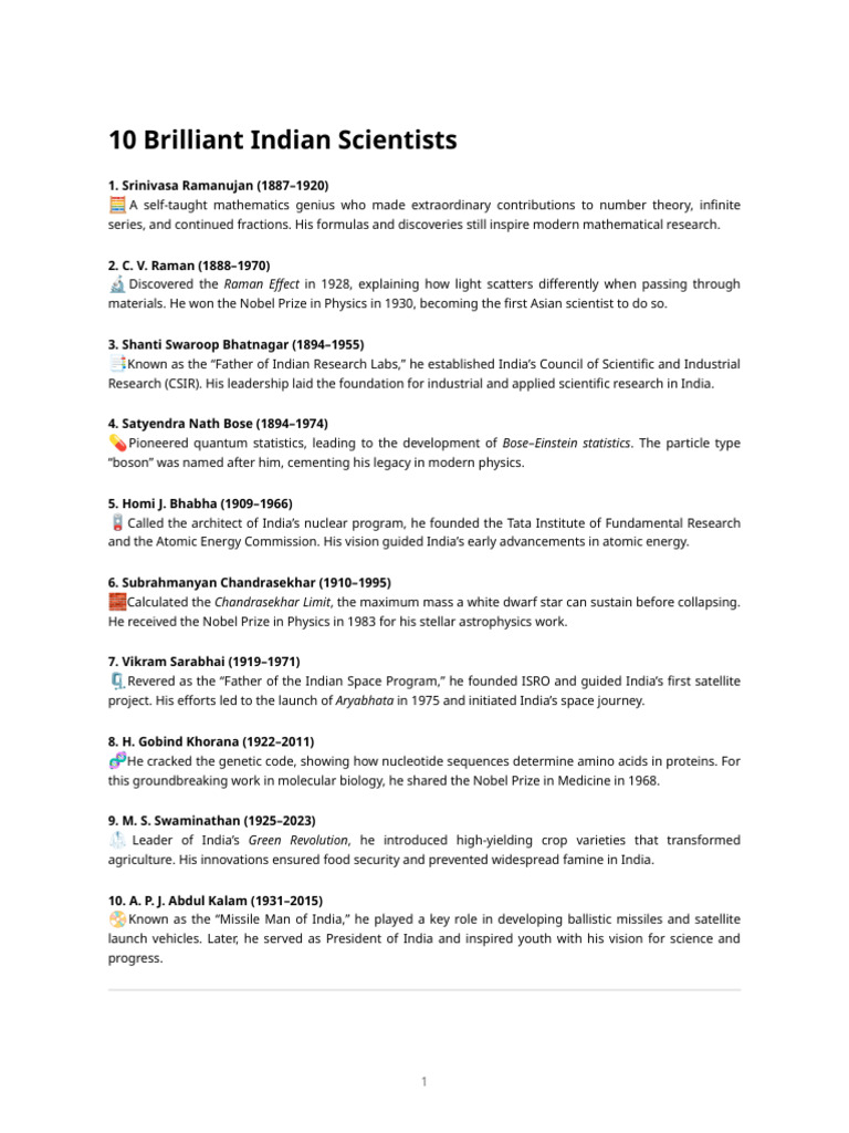 Indian Scientists | PDF