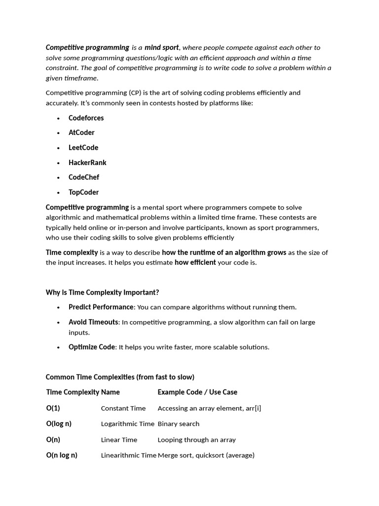 CP Unit 1 | PDF | Time Complexity | Software Engineering