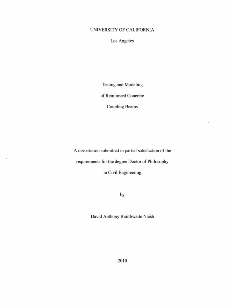 Testing and Modeling of RC Coupling Beams, Naish, 2010 | PDF | Strength ...