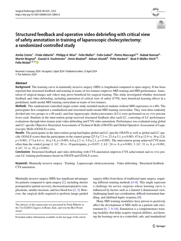 6.structured Feedback and Operative Video Debriefing With Critical View ...