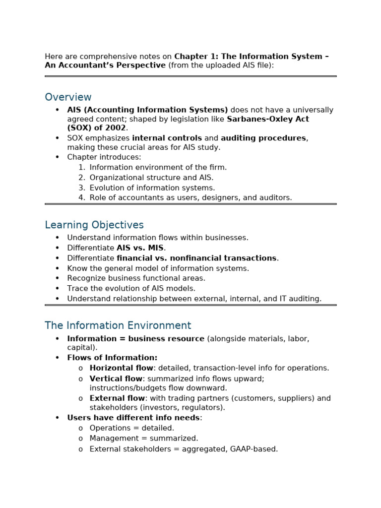 Ais Ch1 Notes | PDF | System | Databases