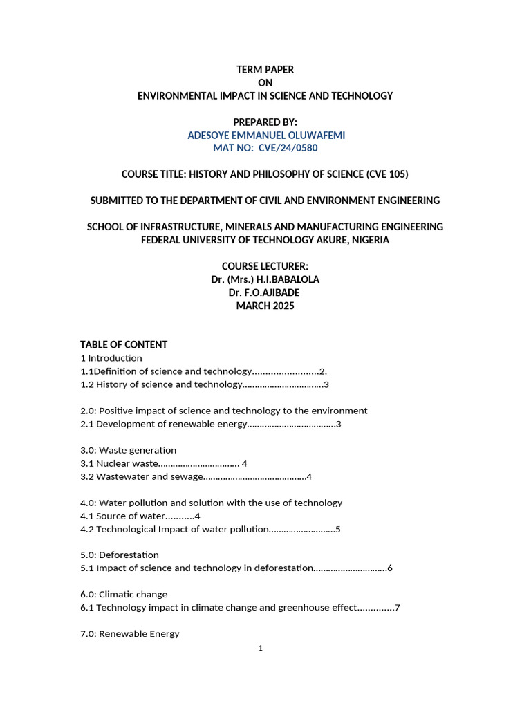 Environmental Impact of Science & Tech | PDF | Terahertz Radiation ...