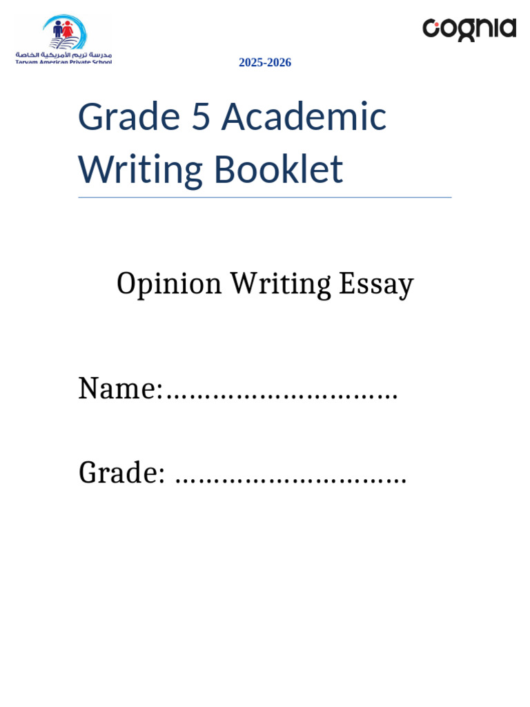 Grade 5 Opinion Writing Guide | PDF | Essays | Reason