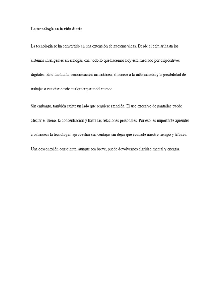 La Tecnología en La Vida Diaria | PDF
