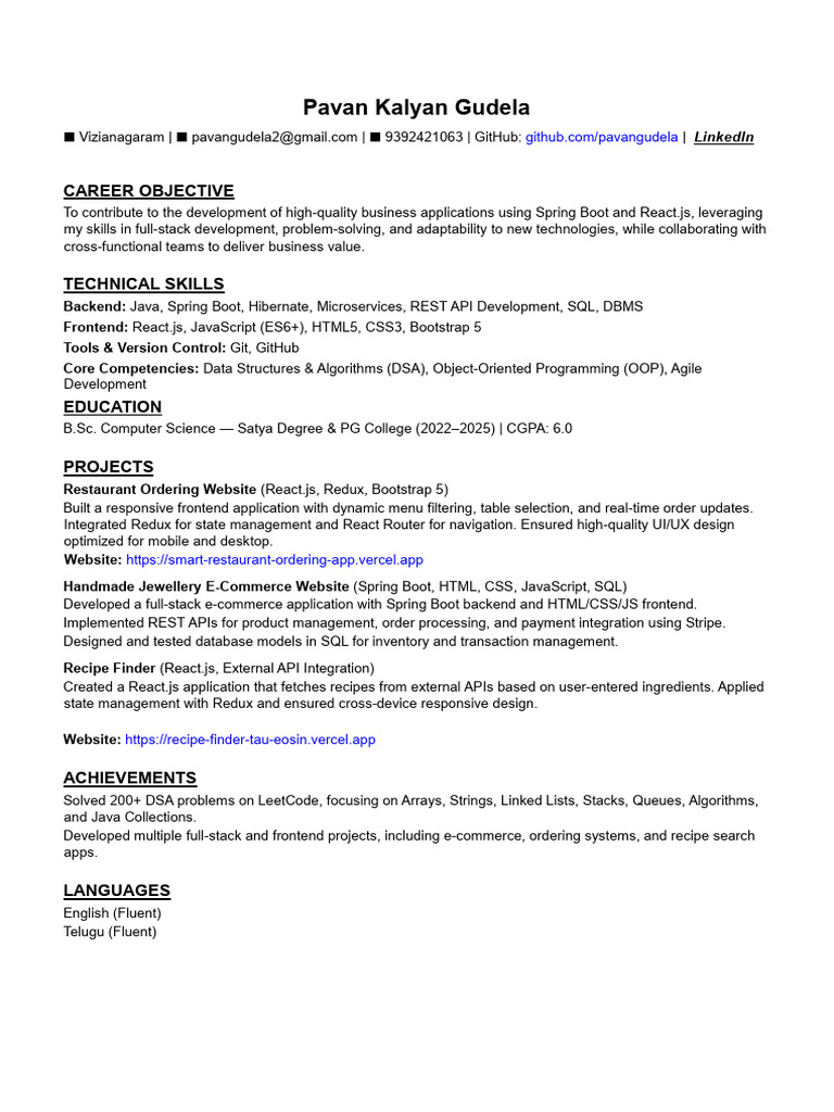Pavan Kalyan Gudela Resume Highlighted Links (1) (2) - 1 | PDF