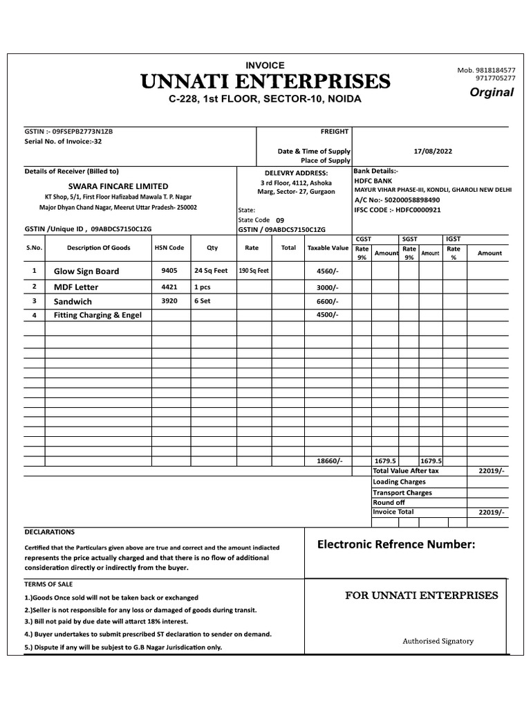Signage Bill - Meerut | PDF