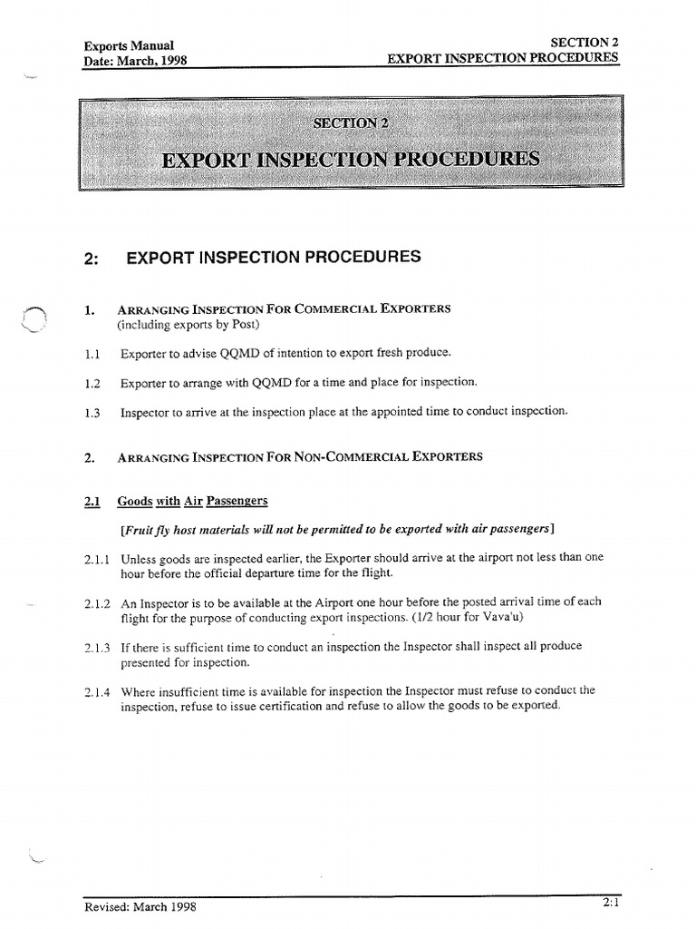 1998 Export Inspection Procedures | PDF