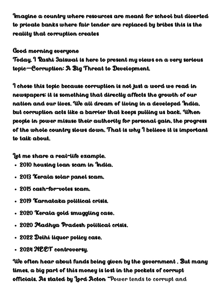 Speech | PDF | Corruption