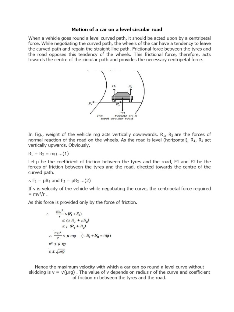 Friction CAR Level and Banked Road | PDF