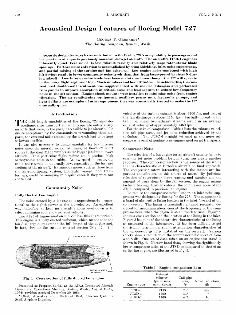 Acoustical Design Features of Boeing Model 727 - AIAA 6p | PDF | Jet ...