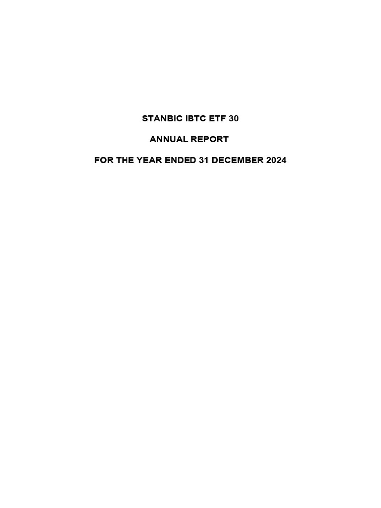Stanbic IBTC ETF 30 Annual Report 2024 | PDF | Internal Control | Audit