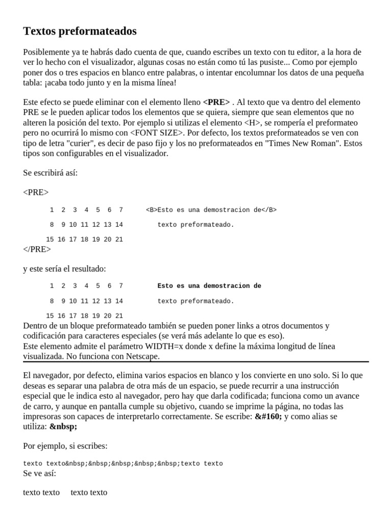 Textos preformateados | PDF | HTML | Ingeniería de software