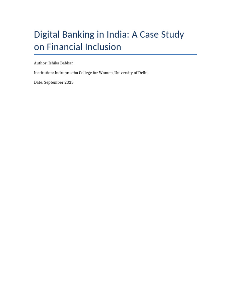 Digital Banking's Role in India's Inclusion | PDF | Financial Inclusion ...