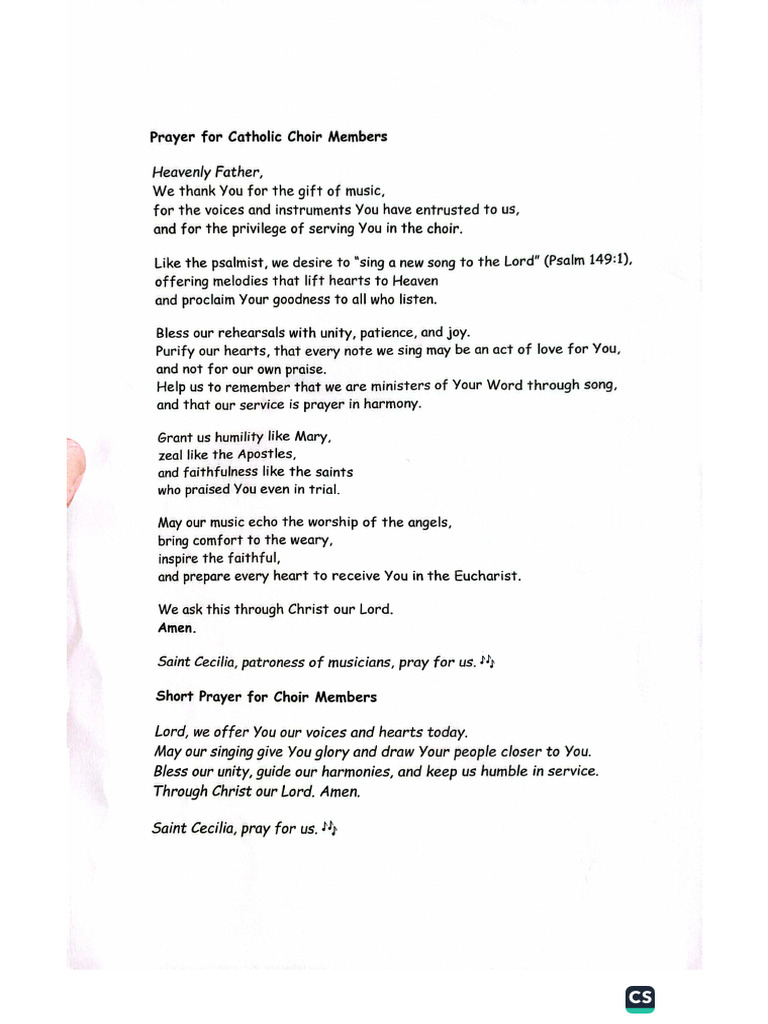 Choir Prayer | PDF