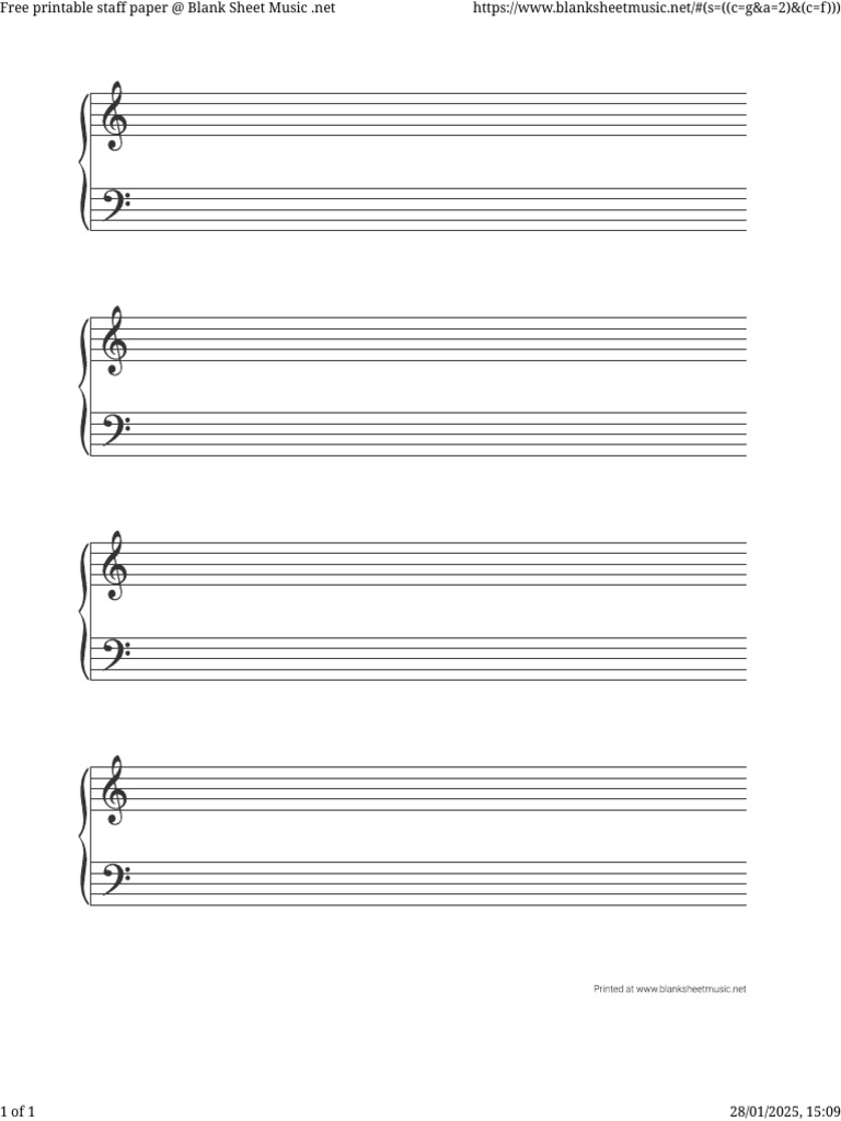 Free Printable Staff Paper at Blank Sheet Music | PDF