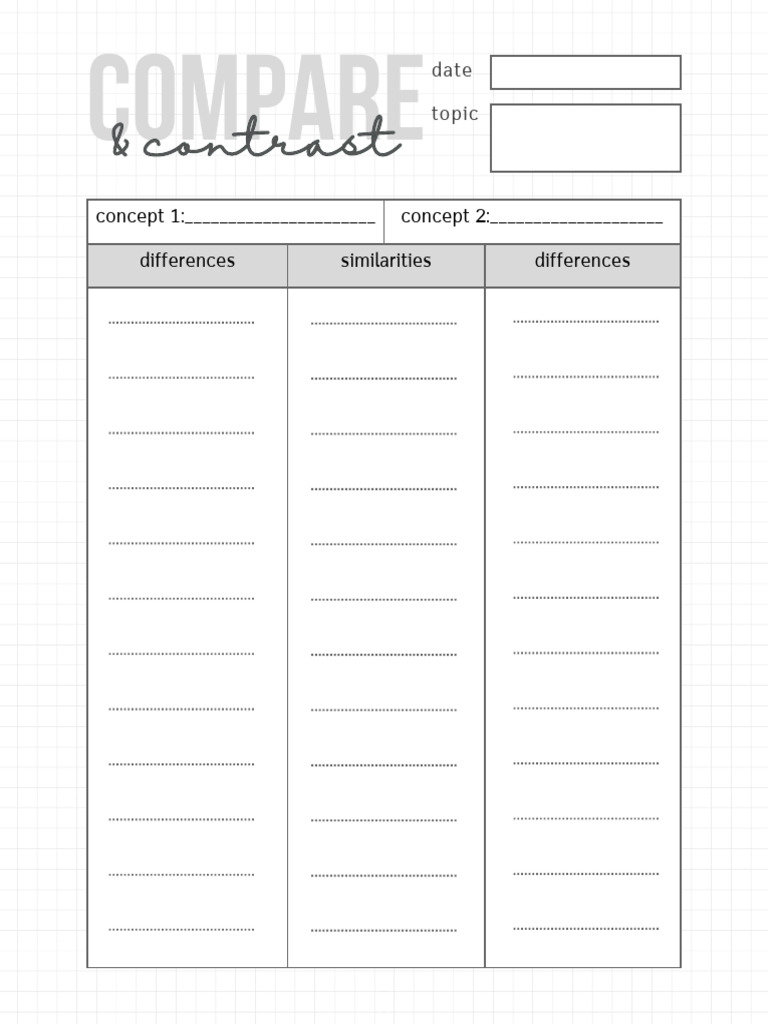 Compare and Contrast Note-Taking | PDF