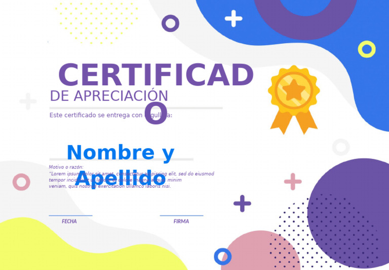 10 Certificado de Apreciacion Multiuso Colorido | PDF
