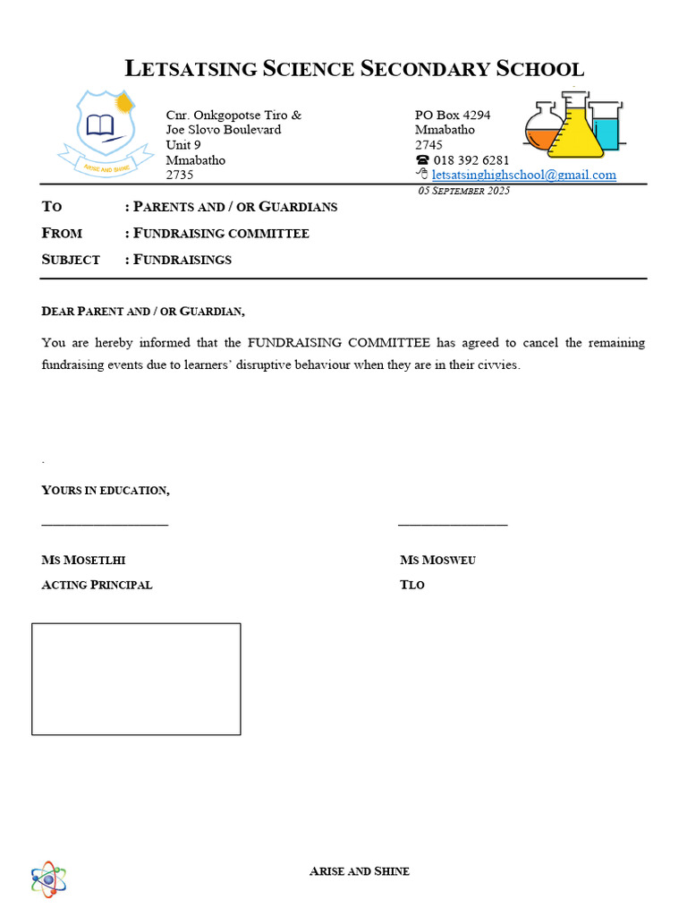 Fundraising Events Canceled Notice | PDF