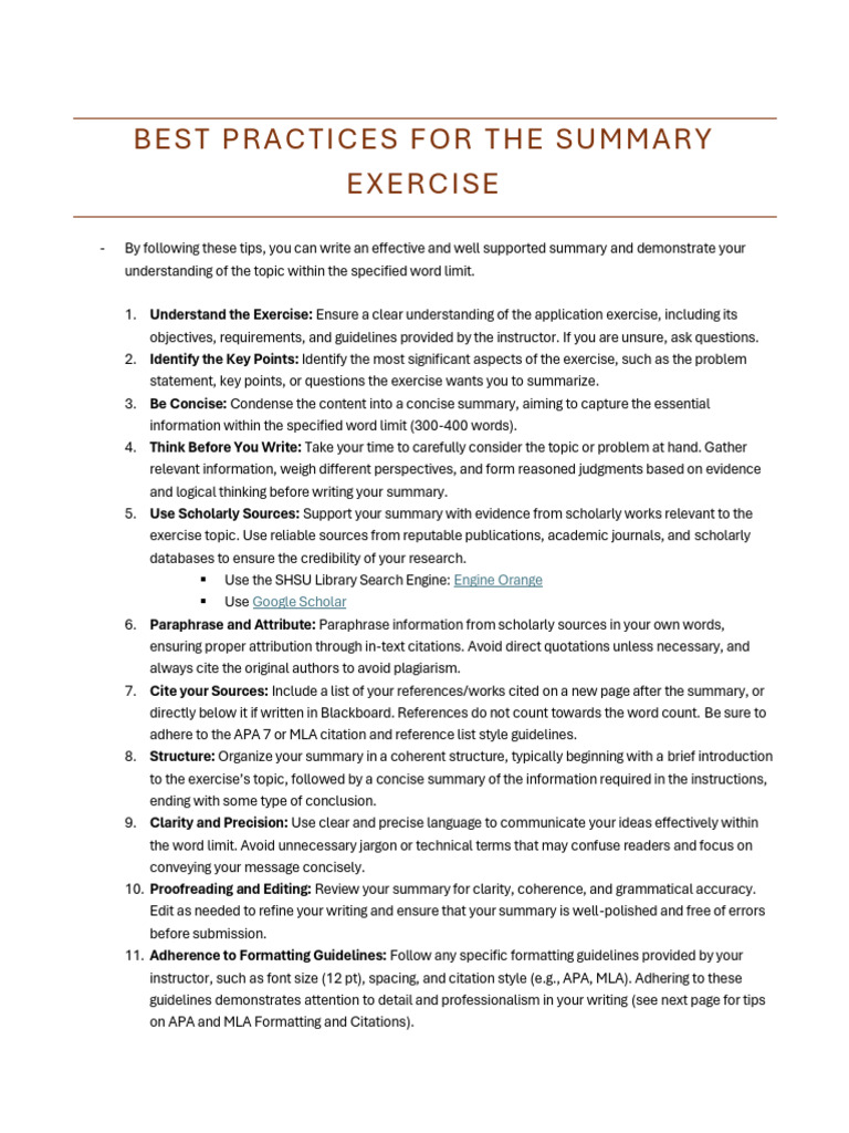 Best Practices For Exercises | PDF | Citation | Apa Style