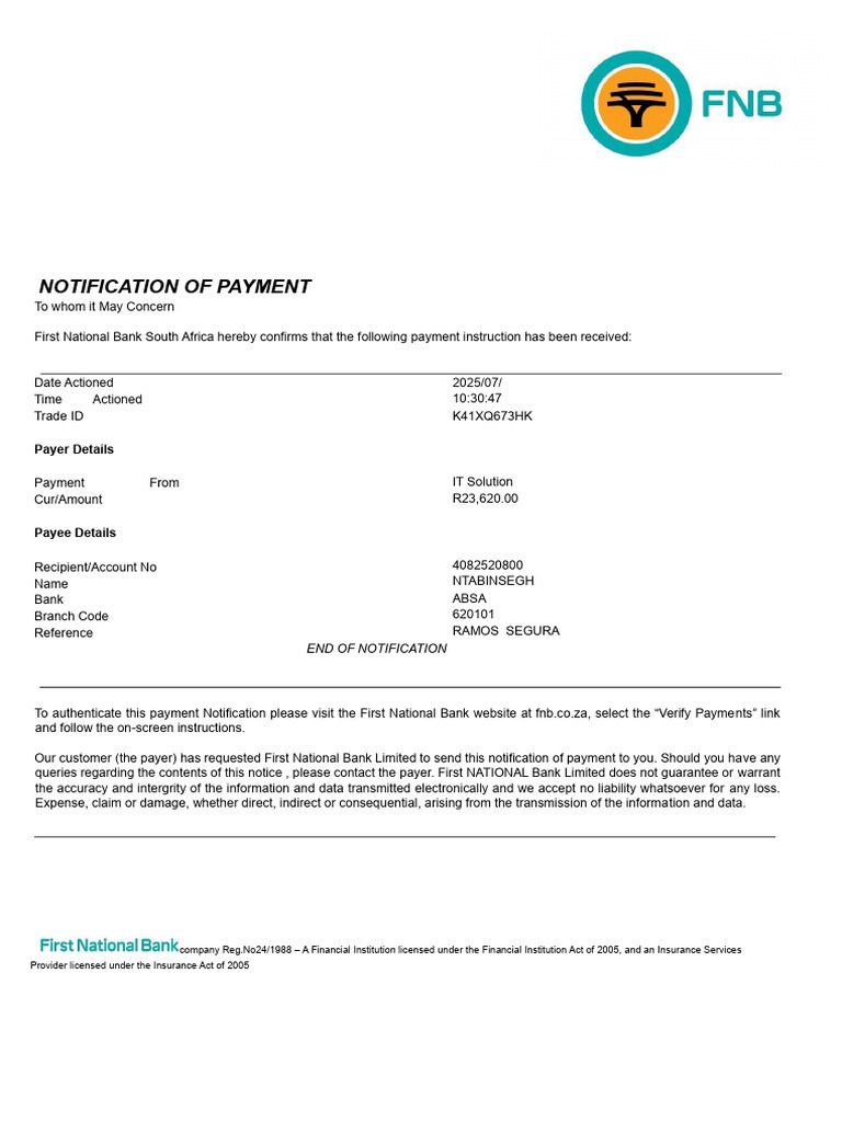 Payment Notification Ramos | PDF