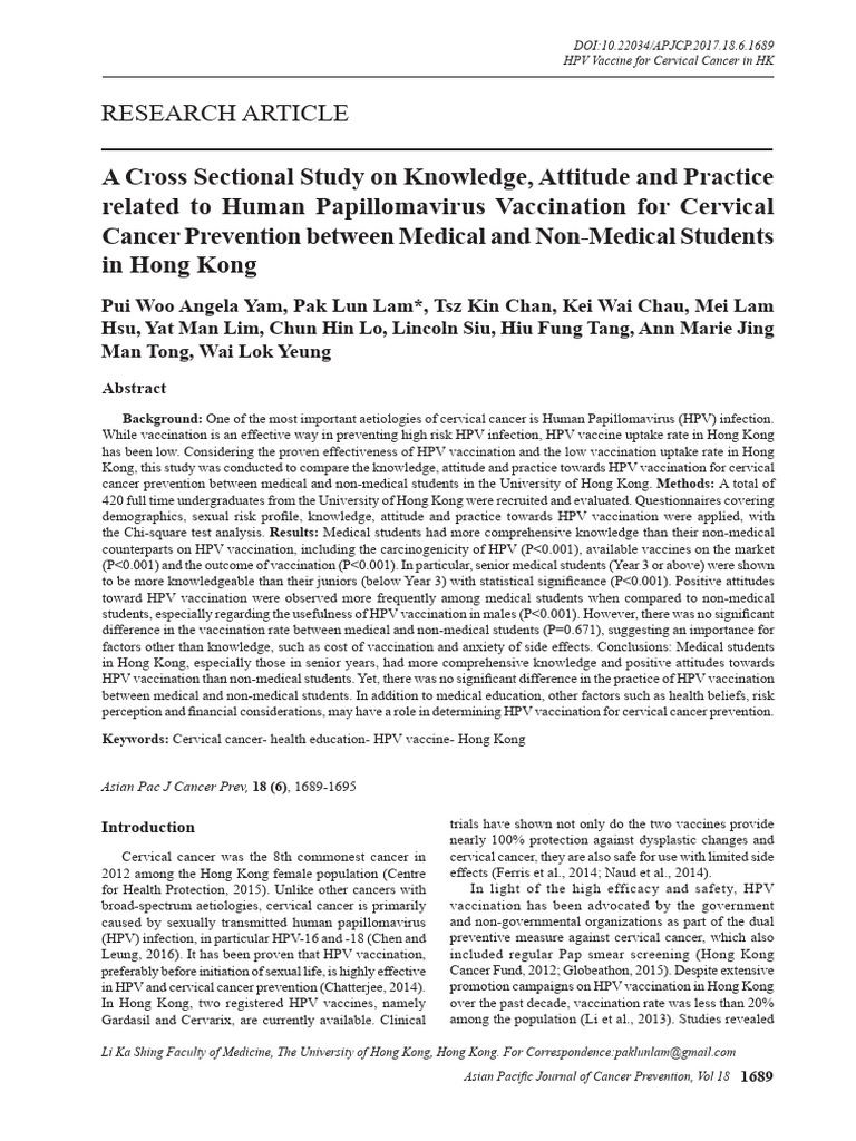 APJCP-18-1689 | PDF | Cervical Cancer | Diseases And Disorders