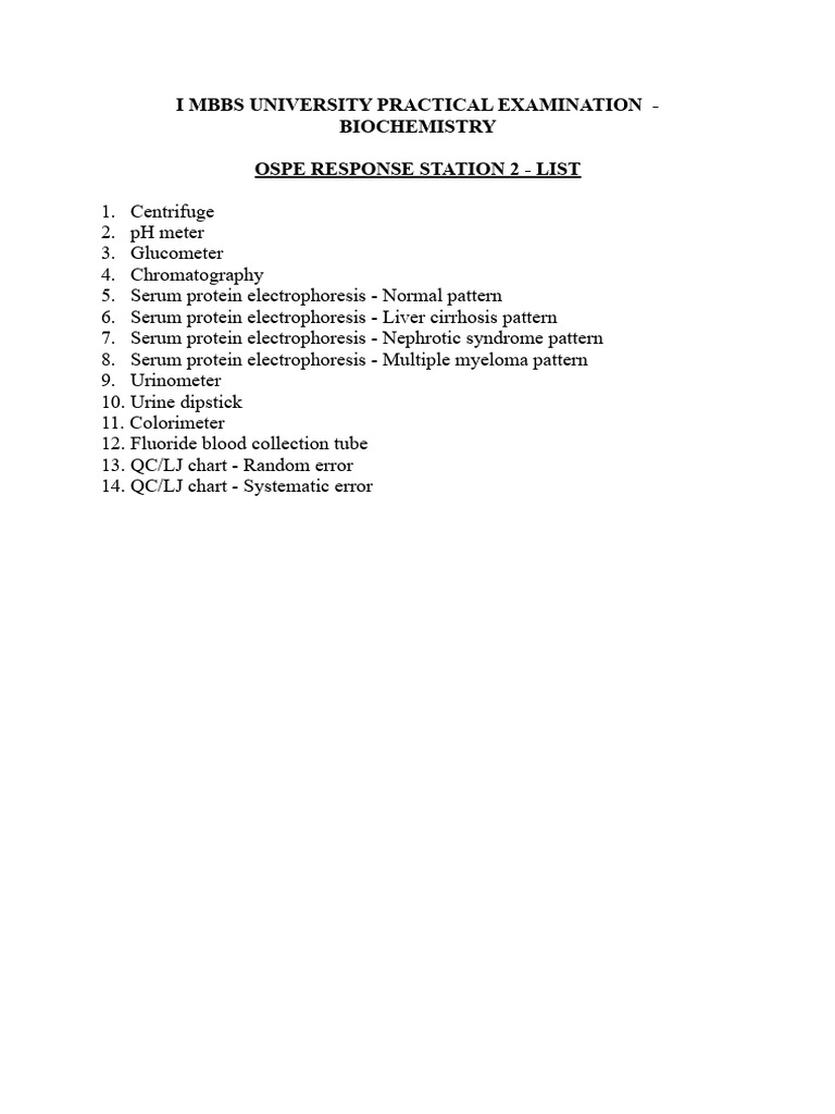 Response Ospe 2 Questions - I Mbbs University Practical Examination ...