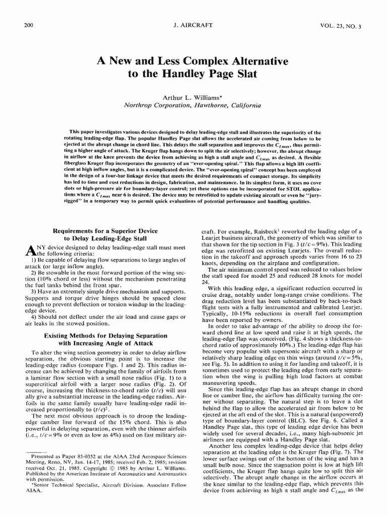 Williams 1986 | PDF | Flap (Aeronautics) | Airfoil