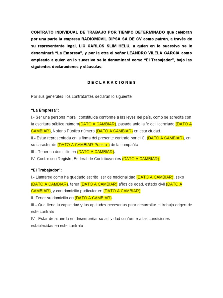 Contrato Por Tiempo Definido | PDF | Salario | Negocios (general)