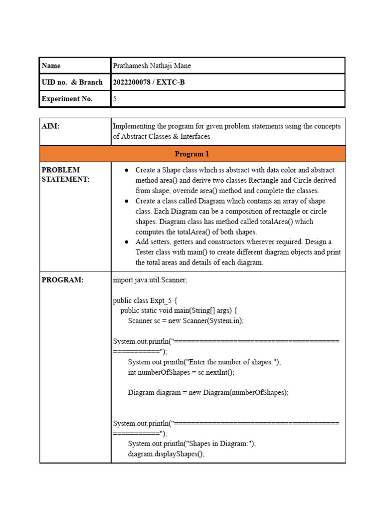 B1 078 Mane Java Assignment 5 | PDF | Method (Computer Programming) | Class (Computer Programming)