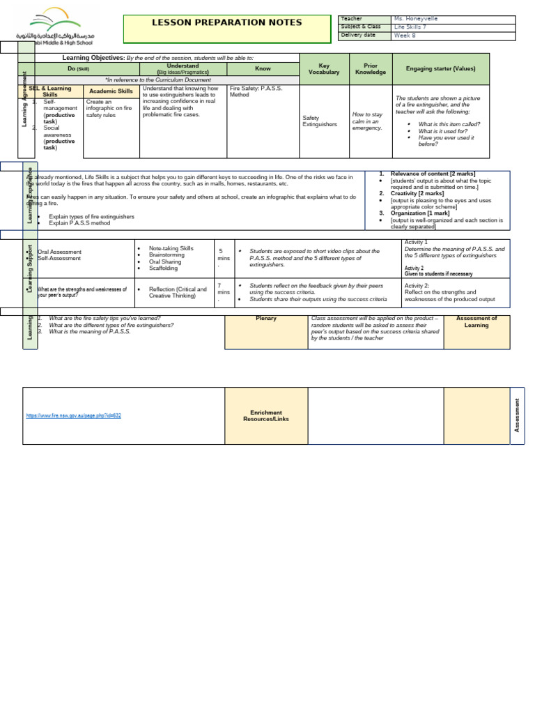 GR7 SP T1 W8 Fire Safety | PDF | Behavior Modification | Cognition