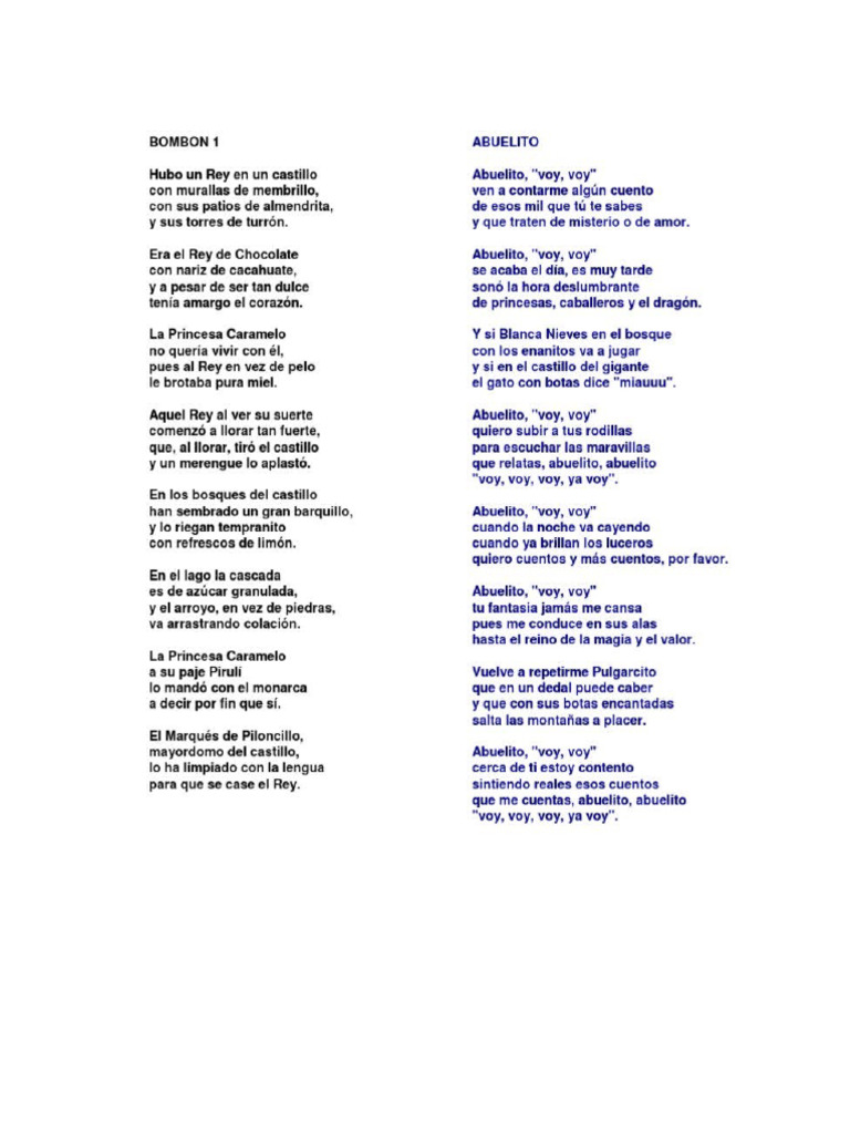 Canciones Cri Cri Bombon y Abuelito | PDF