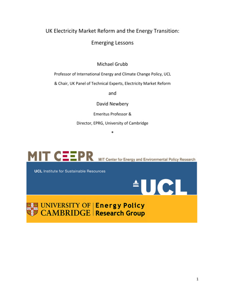 UK Electricity Market Reform Insights | PDF | Electricity Generation ...