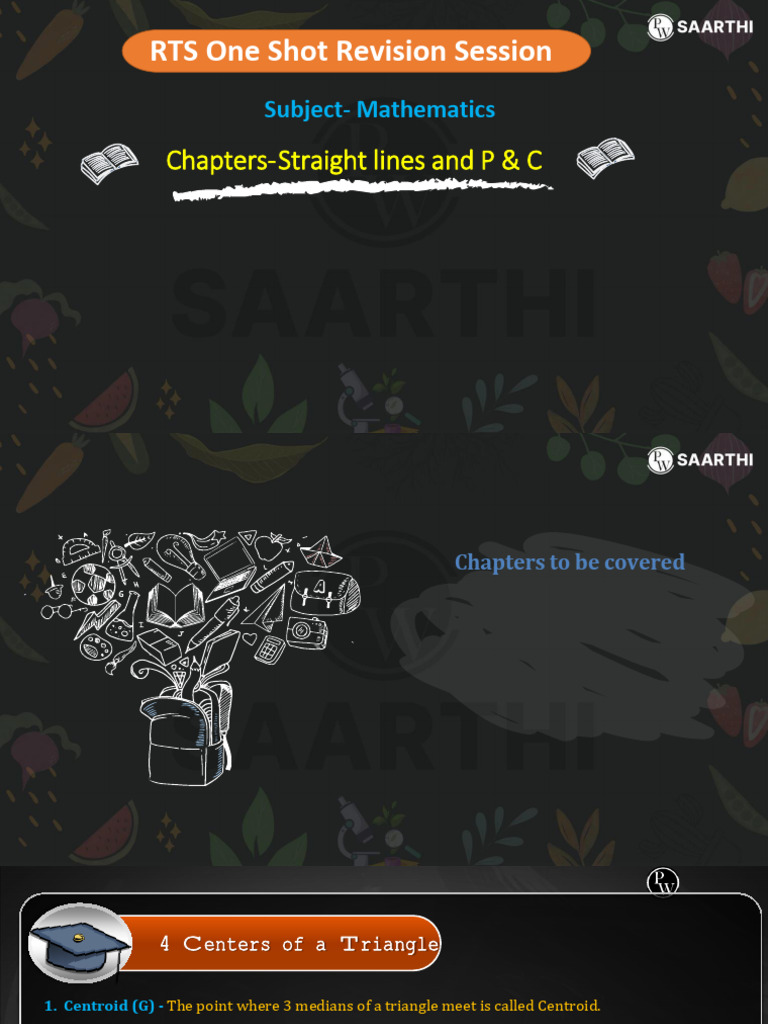RTS One Shot Revision Session: Chapters-Straight Lines and P & C | PDF ...