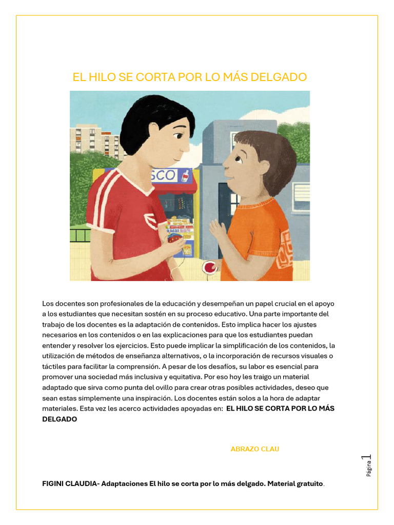 Actividades Adaptadas: El Hilo Delgado | PDF | Enseñando