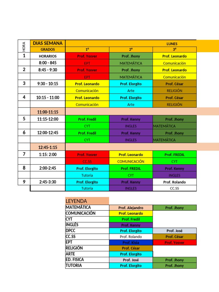 Horario Escolar Secundaria 2025 IE | PDF | Enseñando | Modificación de ...