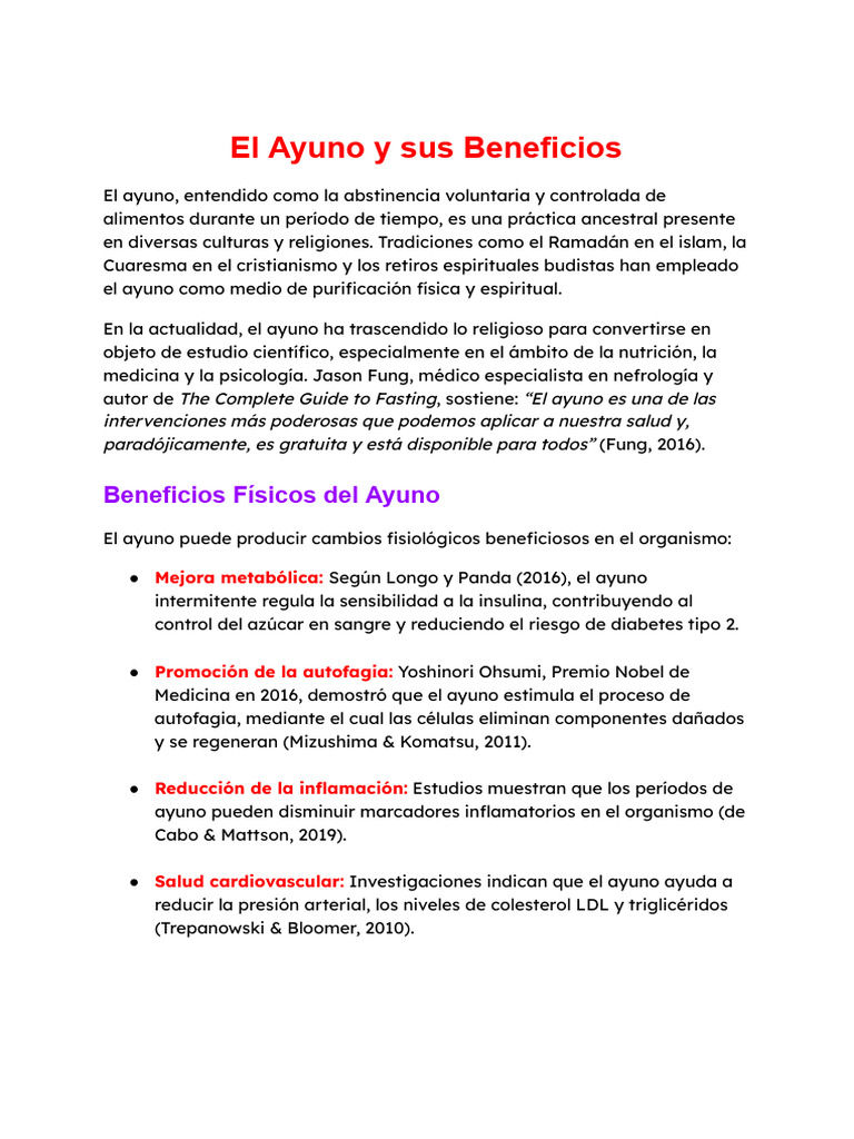 Beneficios del Ayuno para la Salud | PDF | Rápido | Diabetes