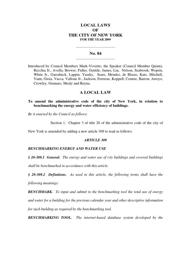 NYC Local Law on Building Benchmarking | PDF | Lease | Condominium