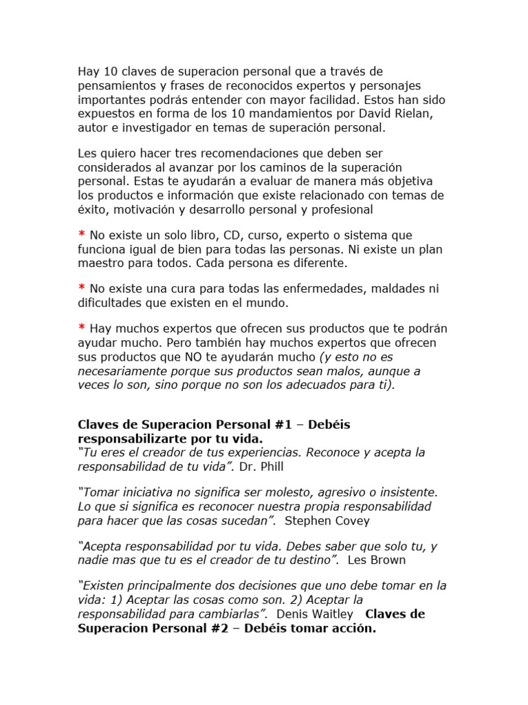10 Claves para la Superación Personal | PDF | Amor | Desarrollo personal