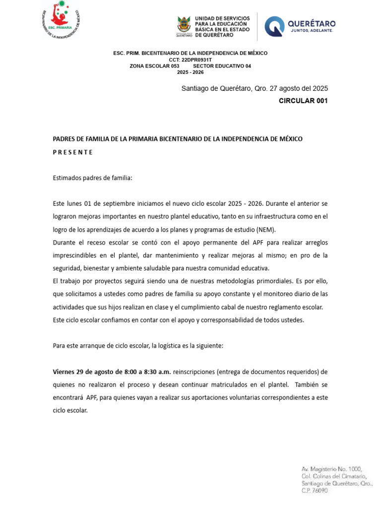 Circular 001 - 26-08-2025 | PDF