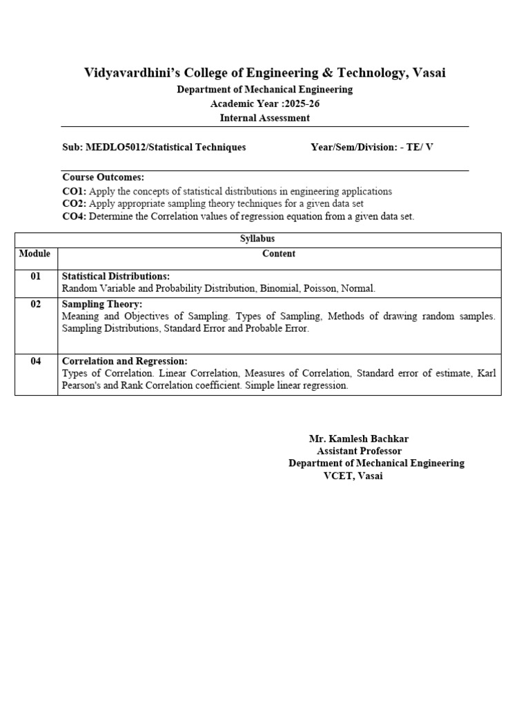 IA1 TE 2025-26 Syllabus ST | PDF