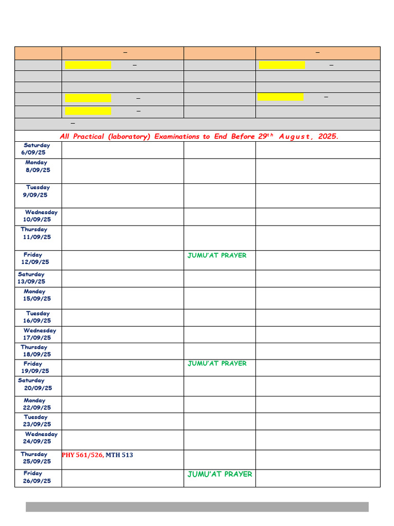 Final Time Table 2nd SEM 2024 - 2025 Session (STUDENTS) | PDF | Educational Stages