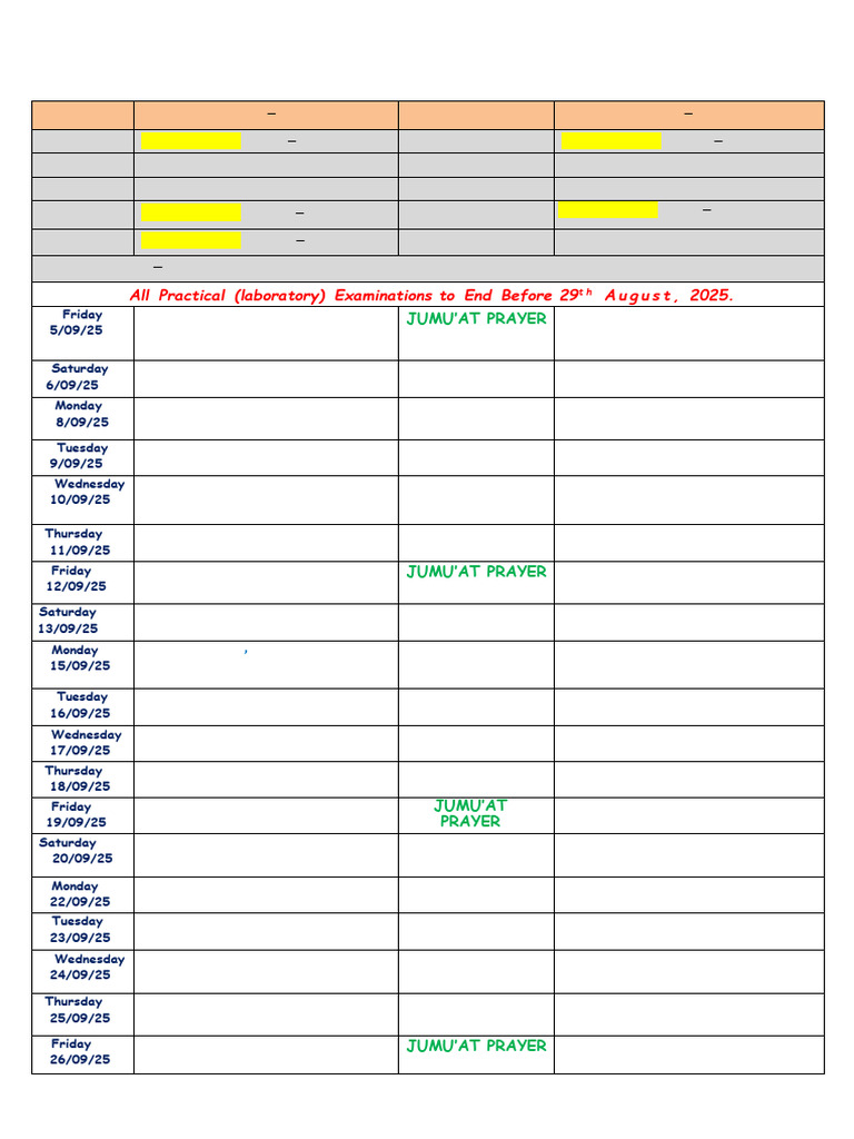 Fifth Draft Time Table 2nd SEM 2024 - 2025 Session - 042144 | PDF